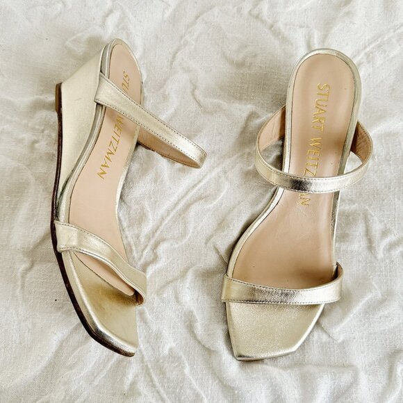 Stuart Weitzman | Shoes | Stuart Weitzman Aleena Metallic Leather Wedge ...